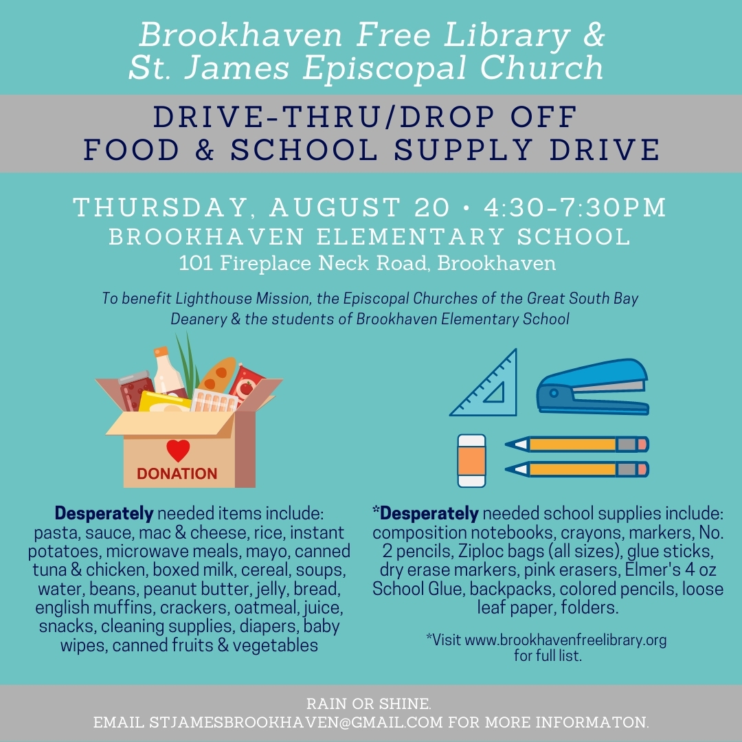 Food & School Supply Drive – St. James Episcopal Church Brookhaven, NY